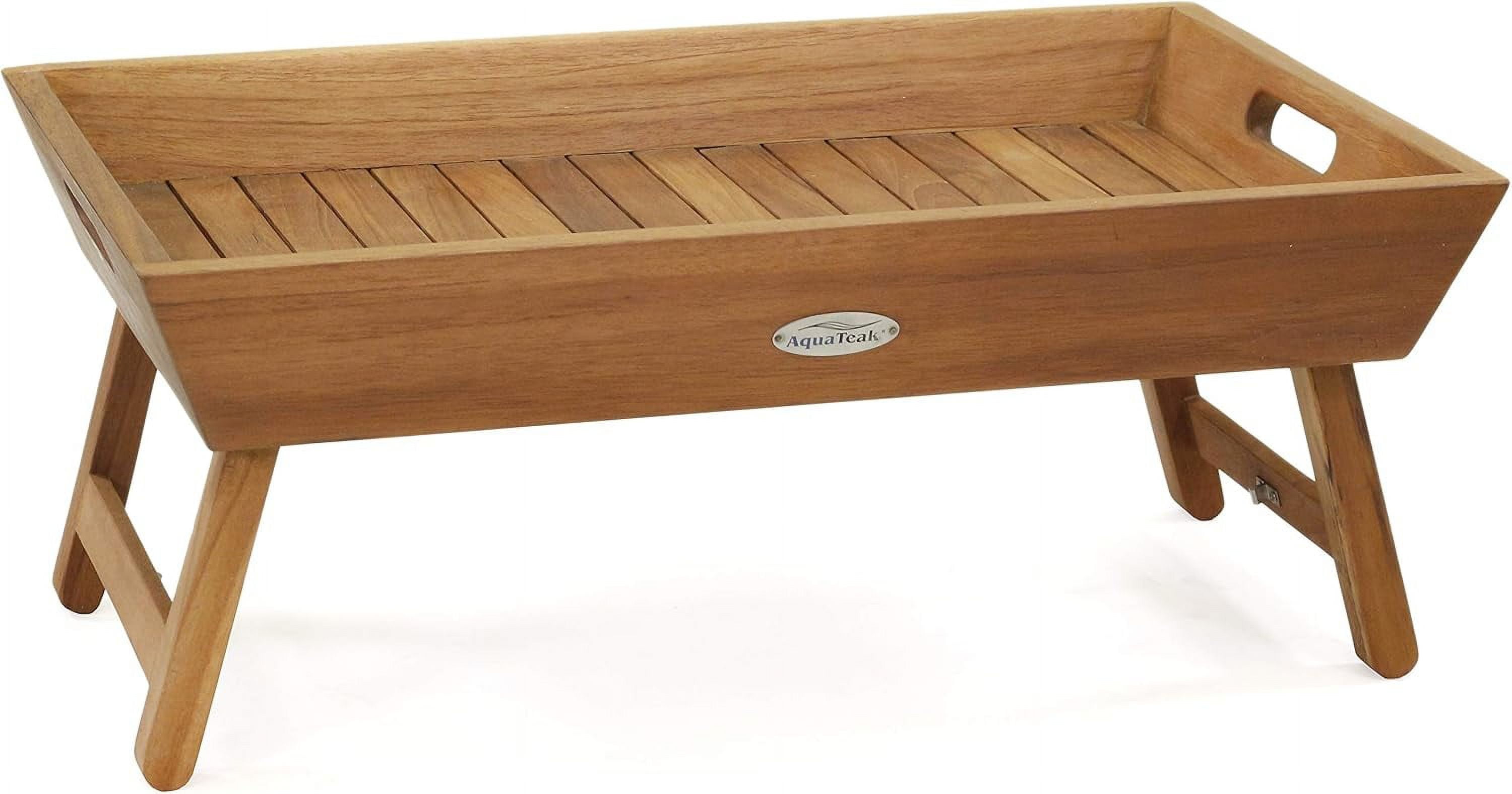 AquaTeak Manada™ Solid Teak Bed Serving Tray with Fold Out Legs ...