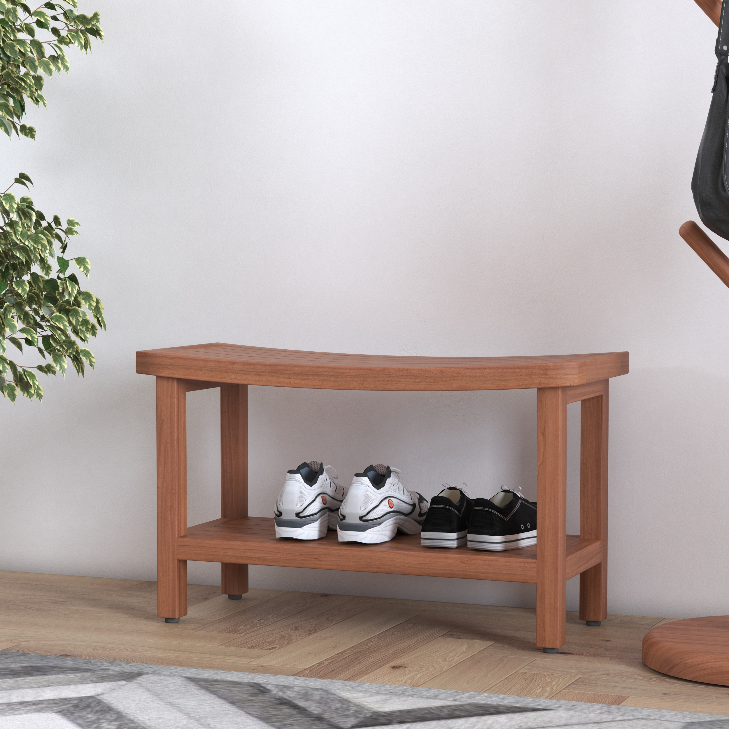 AquaTeak Patented 30" Sumba Teak Entryway Bench with Shelf - 30 Inch ...