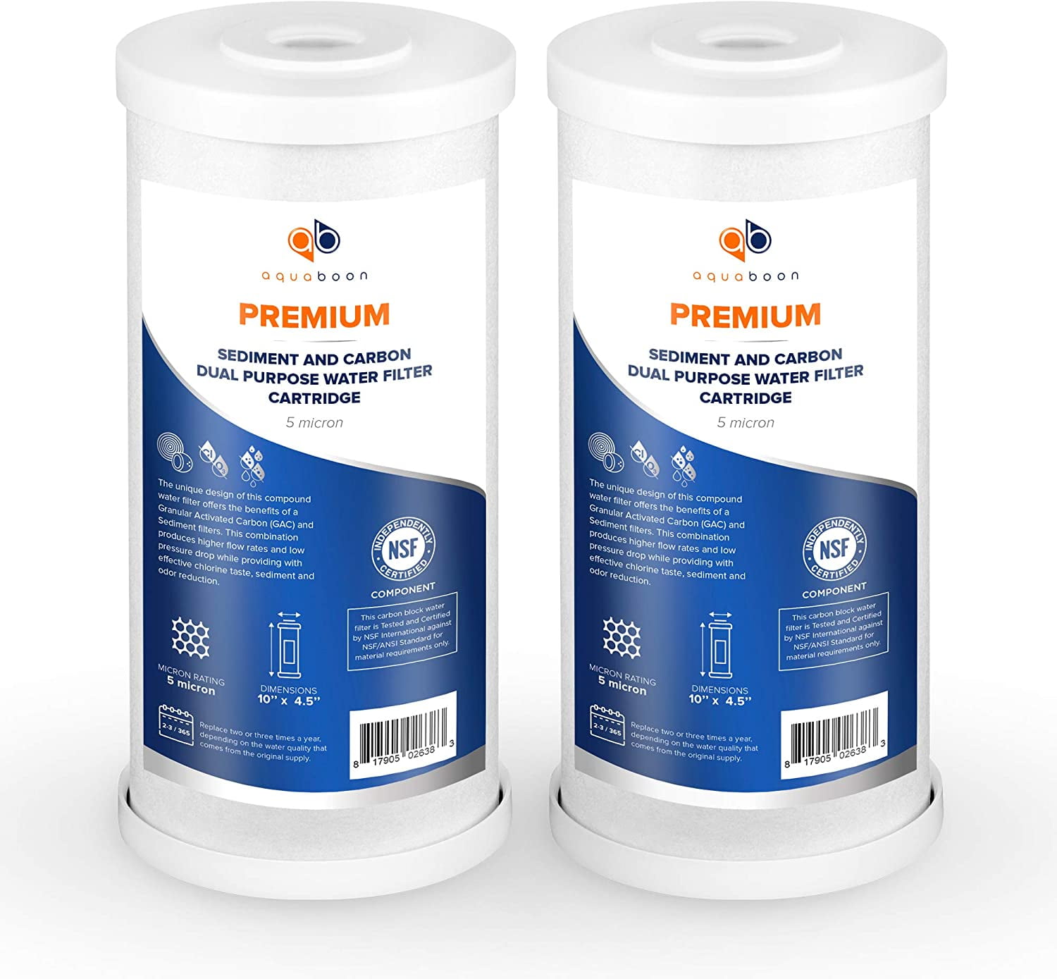 Aquaboon 5-Micron Dual Purpose 2-Stage Replacement Water Filters for GE ...