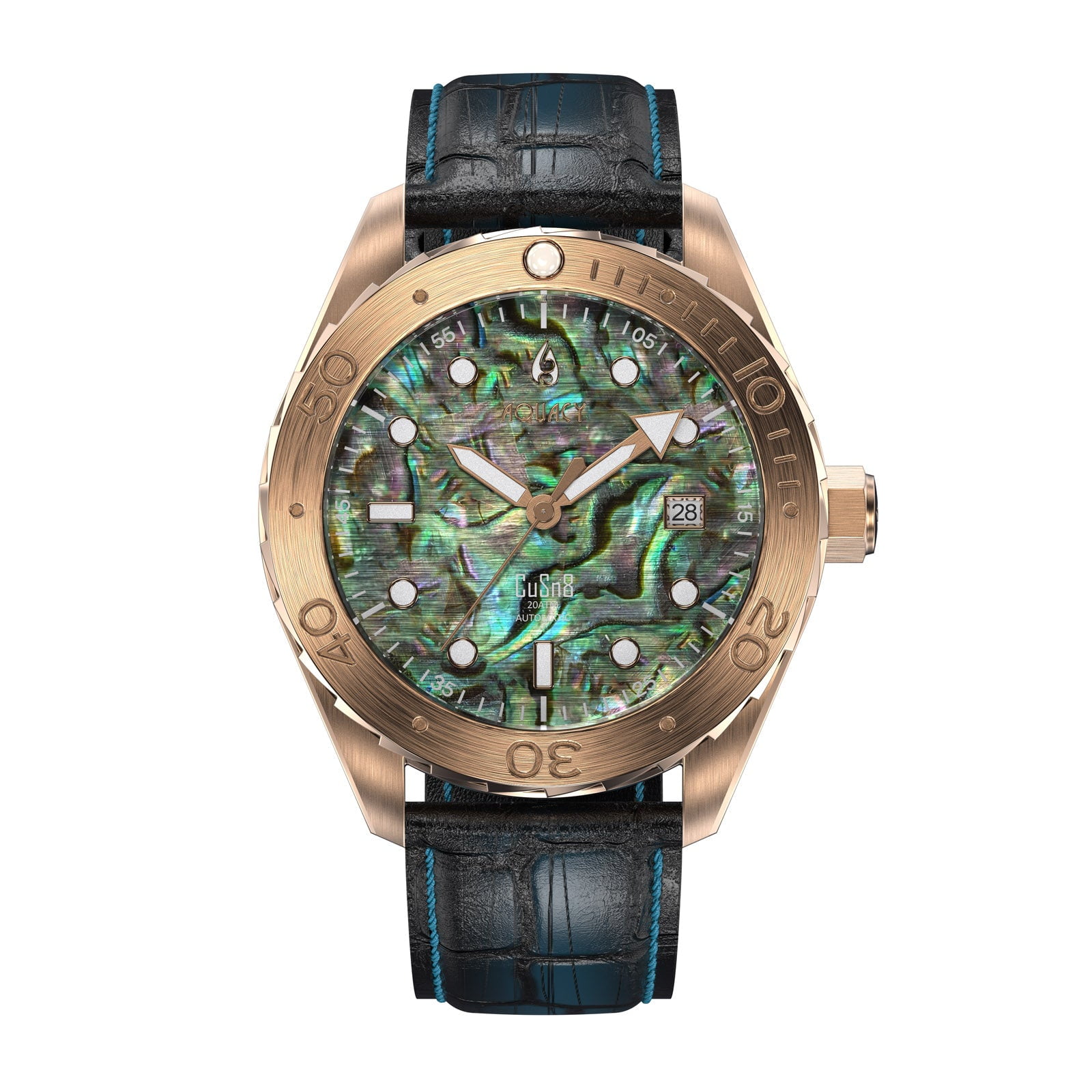 Aquacy Bronze CuSn8 Abalone Automatic Diver Watch BR.AB.8215.L - Screw ...