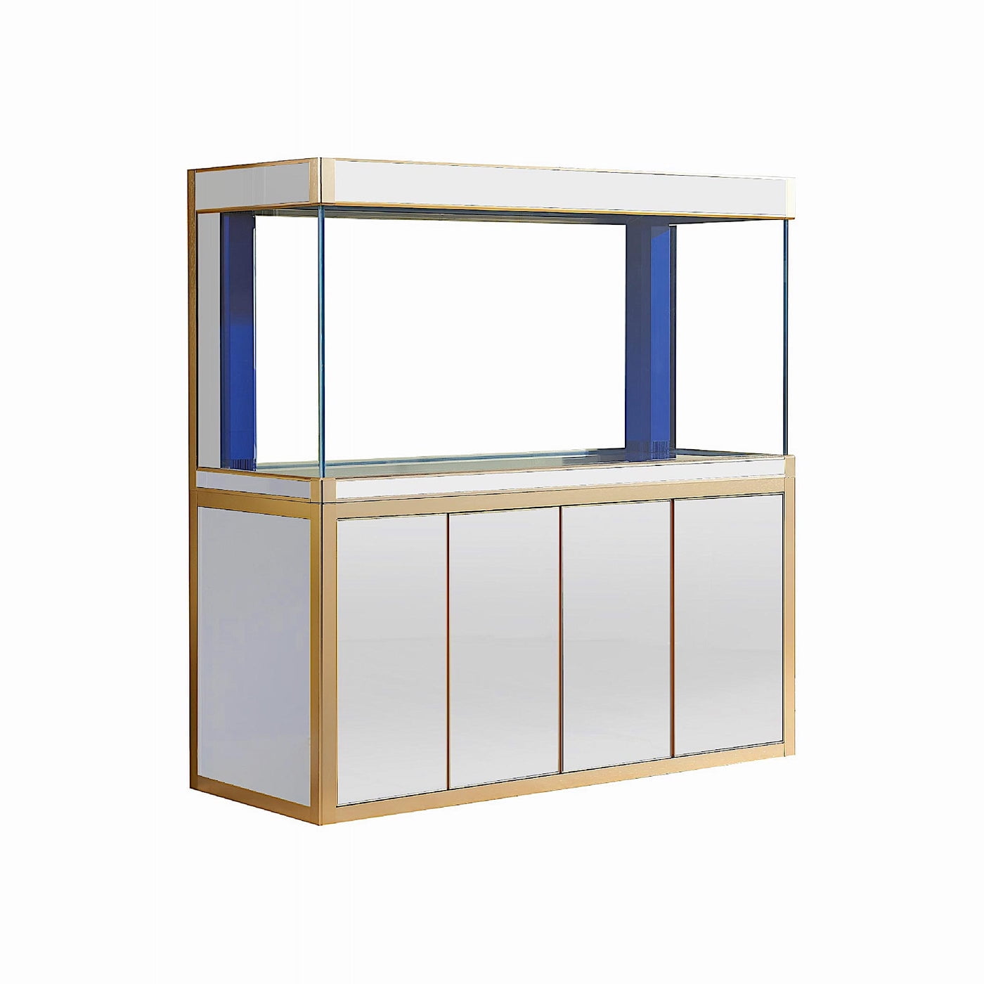 Aqua Dream 220 Gallon Tempered Glass Aquarium All-in-one White and Gold ...