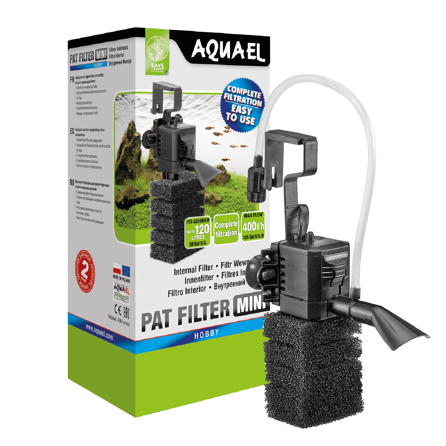 Aquael Pat Mini Internal Fish Tank Filter - Aquarium Sponge Filter ...