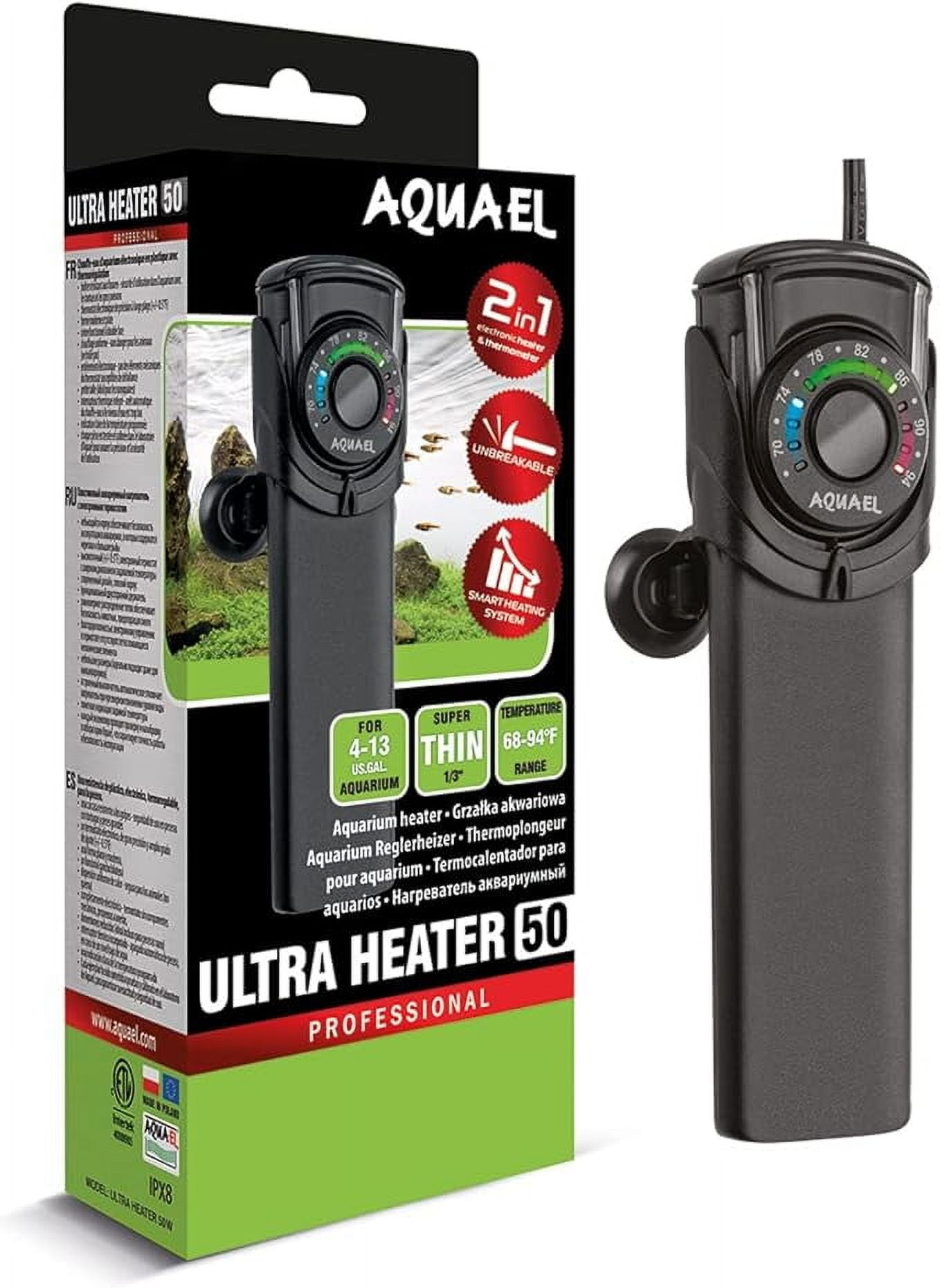 Aquael Ultra Aquarium Heater for Freshwater & Saltwater Aquariums - 50 ...