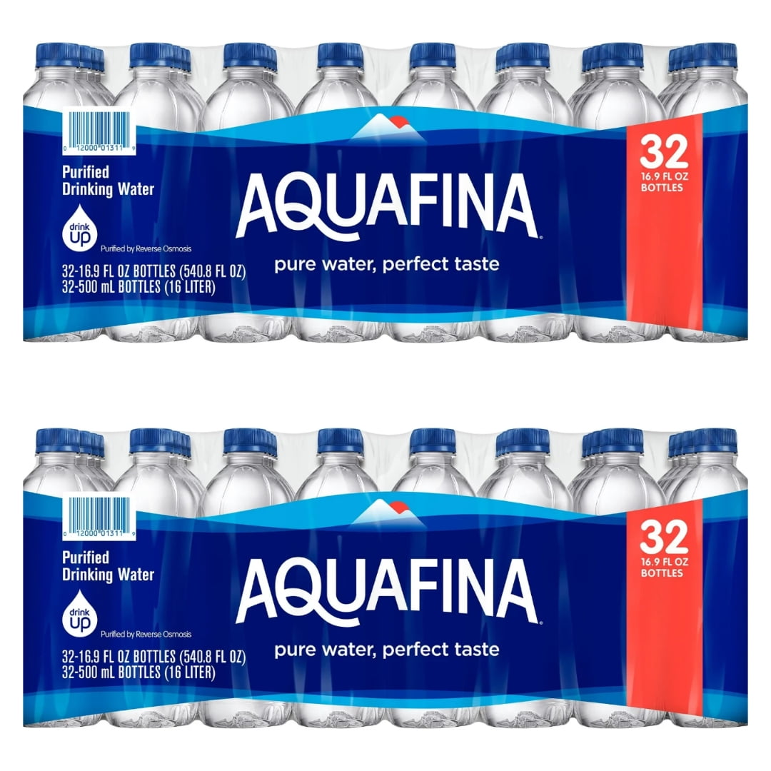 Aquafina Purified Bottled Drinking Water, 16.9 oz, 32 Pack Bottles ...