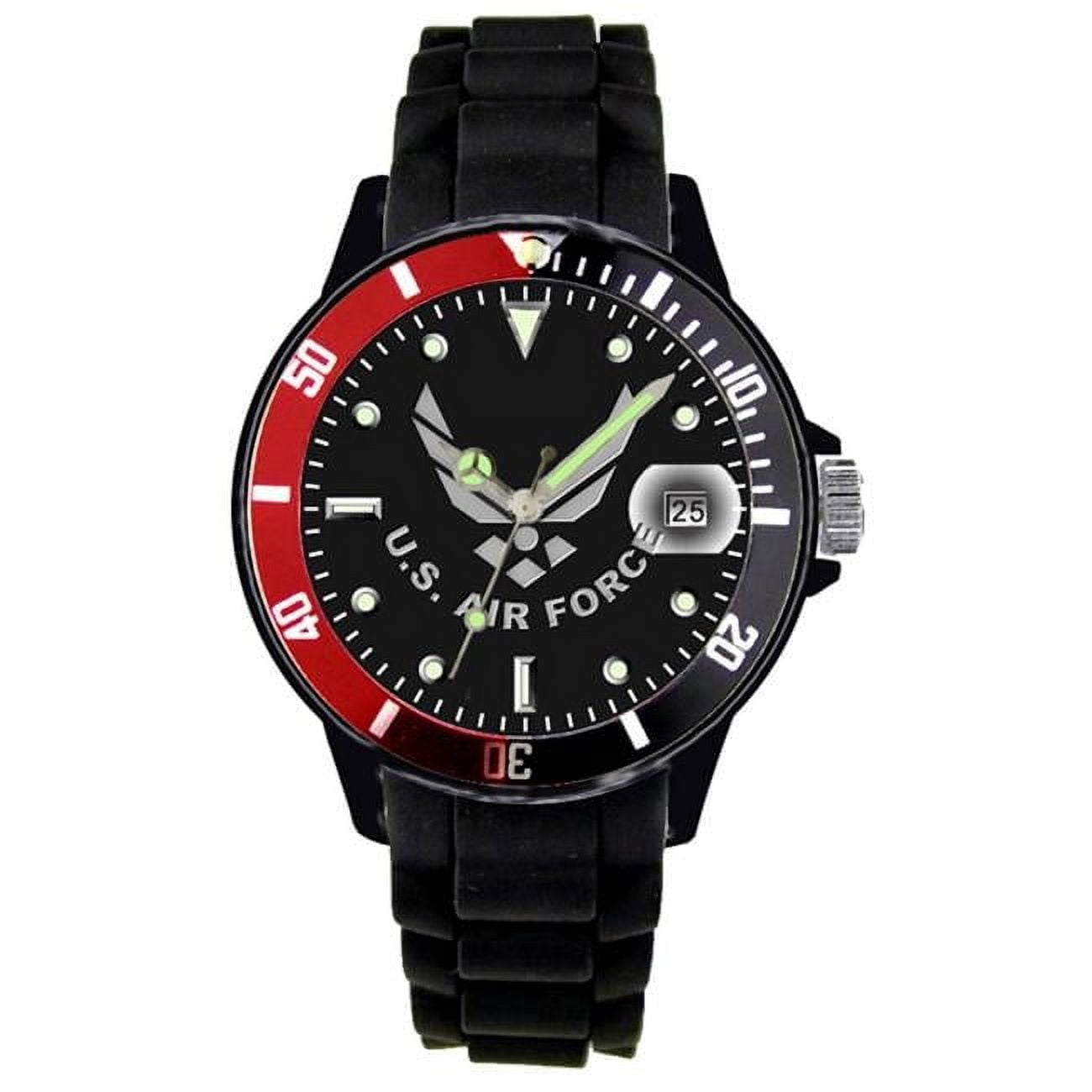 Aquaforce Silicone Strap Red & Black Rotating Bezel Watch with Black ...