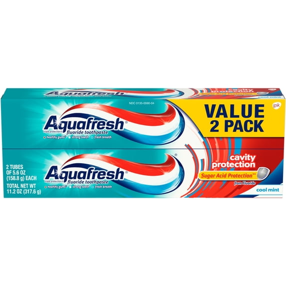 Aquafresh Cavity Protection Fluoride Toothpaste, 5.6oz Twinpack ...