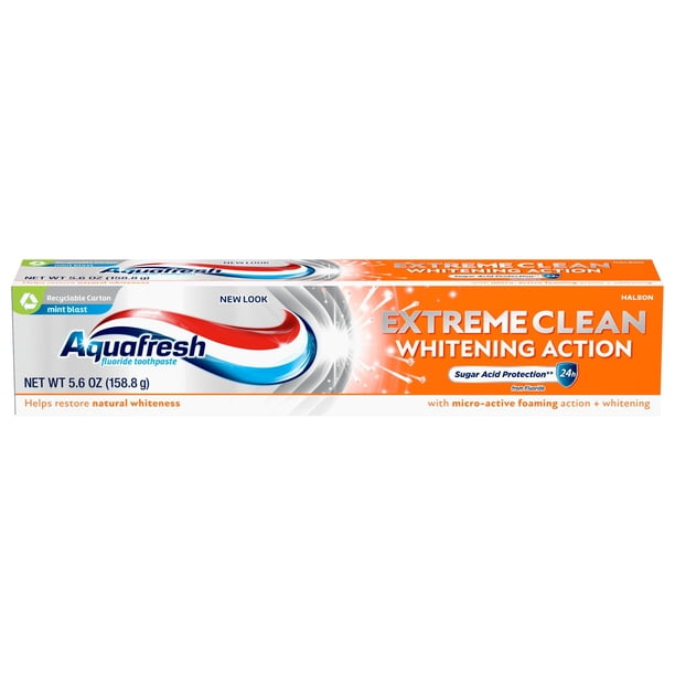 Aquafresh Extreme Clean Whitening Fluoride Toothpaste, Mint Blast, 5.6 ...