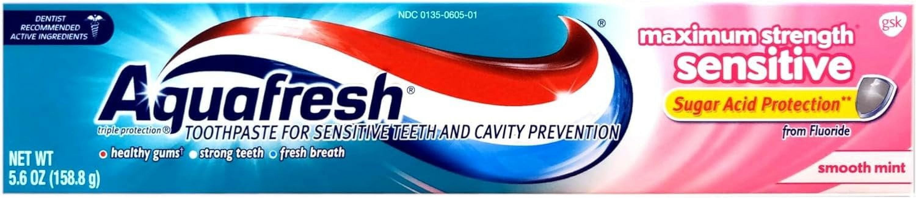 Aquafresh Max Strength Sensitive Toothpaste, Gentle Whitening, Smooth ...