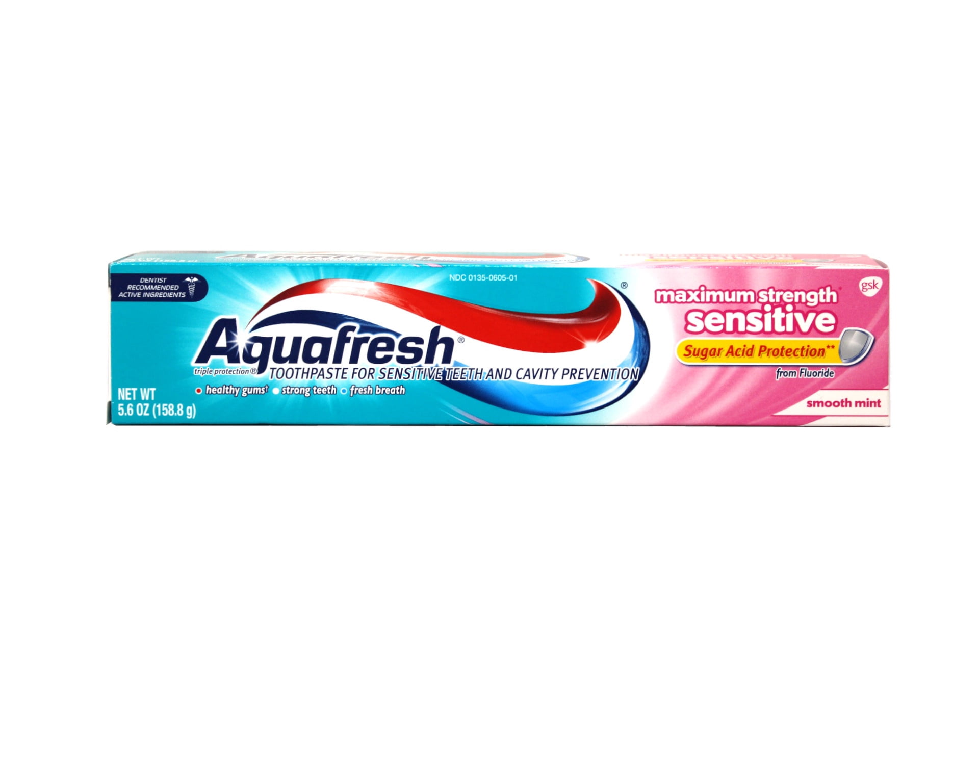 Aquafresh Max Strength Sensitive Toothpaste, Gentle Whitening, Smooth ...