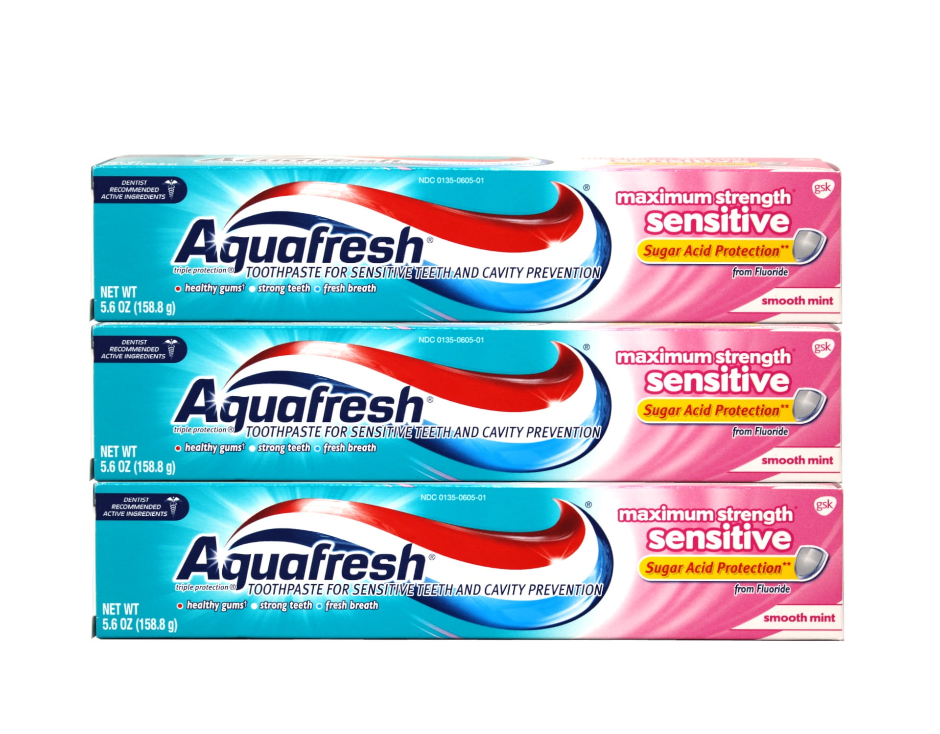 Aquafresh Maximum Strength Sensitive + Gentle Whitening Toothpaste, Smooth Mint 5.6 oz MultiPack ...