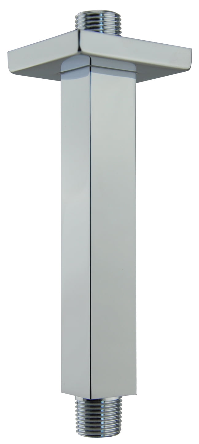 Aquaiaw Ceiling Mount Square Shower Arm, 6", Brass, Polished Chrome ...