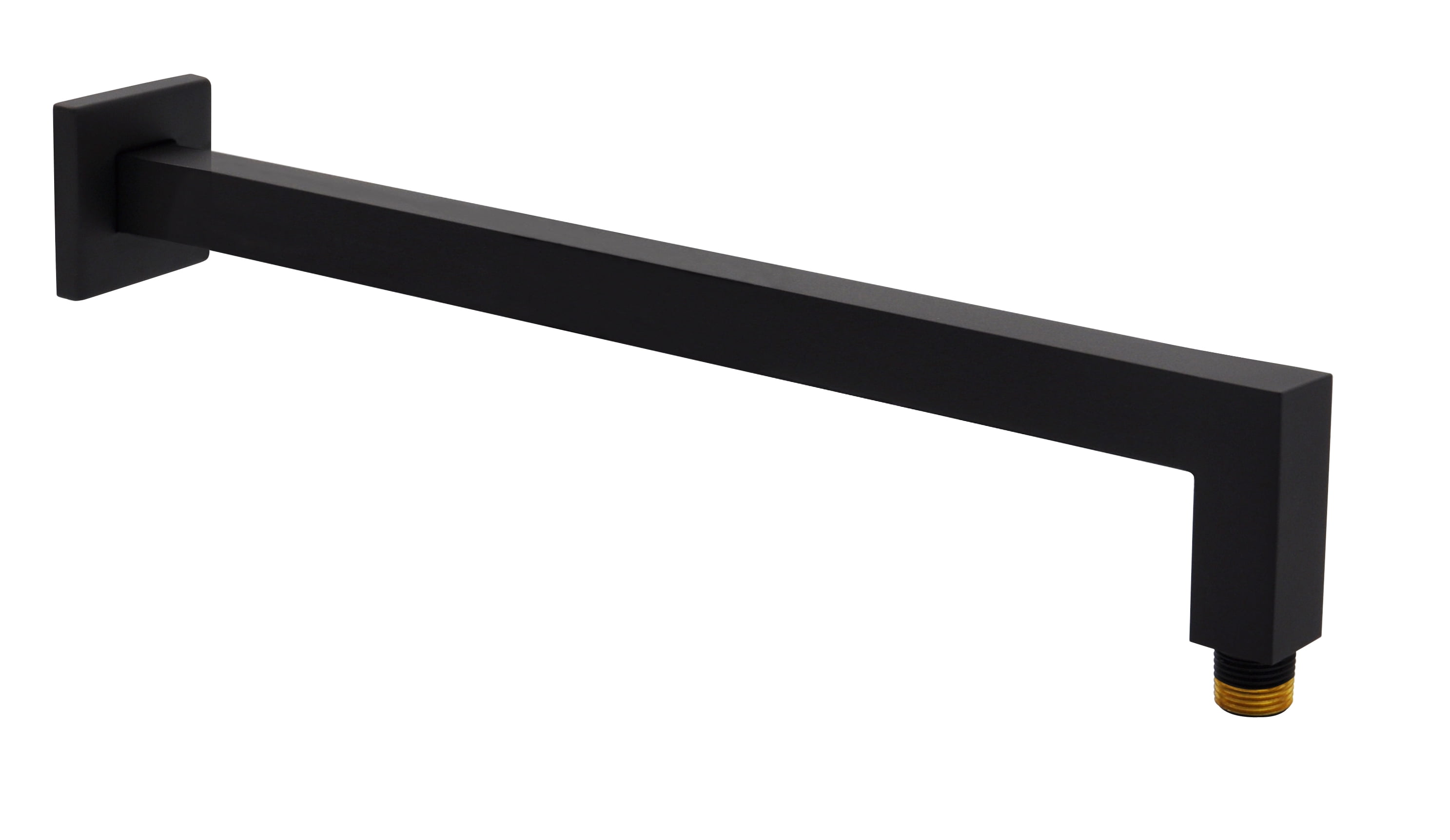Aquaiaw Wall Mount Square Shower Arm, 16”, Brass, Matte Black, NPT ...