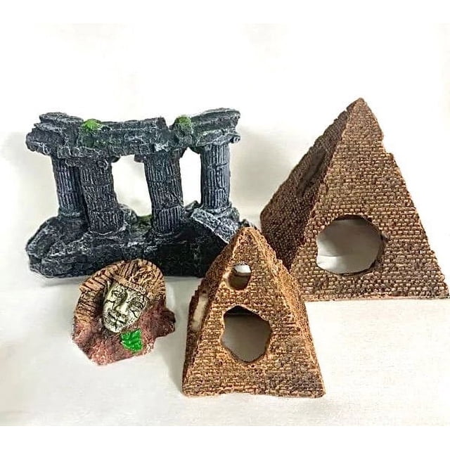 Aquairum Egyptian Decor with Pyramid Head, Sphinx Figure, Pillars ...