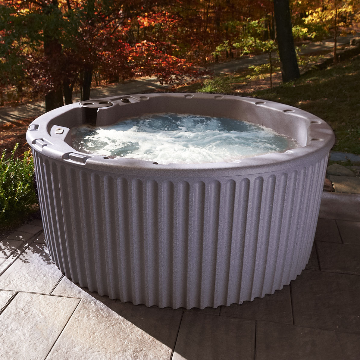 vidaXL Outdoor Round Patio Spa Surround Poly Rattan Hot Tub Relax ...