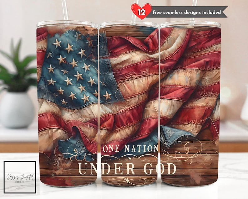 Aqualift 20oz & 40oz Stainless Steel Tumbler, One Nation Under God ...