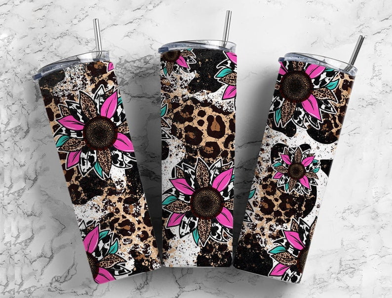 Aqualift Western Sunflower Cow Tumbler - 20oz Skinny & 40oz Adventure ...