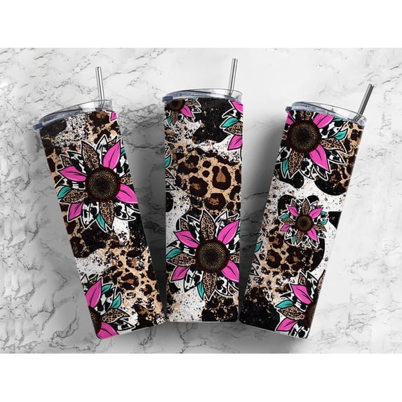 Aqualift Western Sunflower Cow Tumbler - 20oz Skinny & 40oz Adventure ...