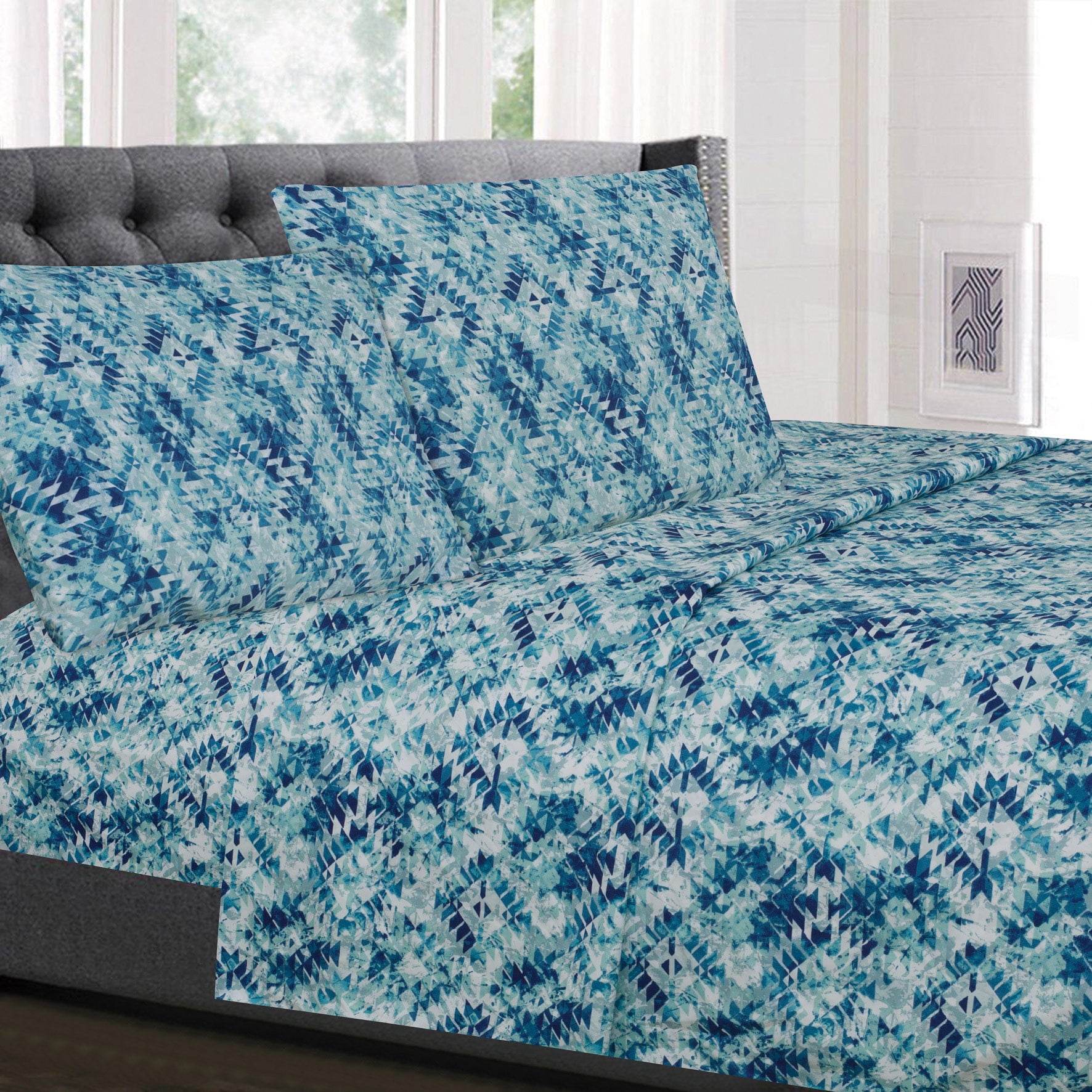 Aqualina Geometric Pattern Sheet Set - Thread Count Sheets - Walmart.com