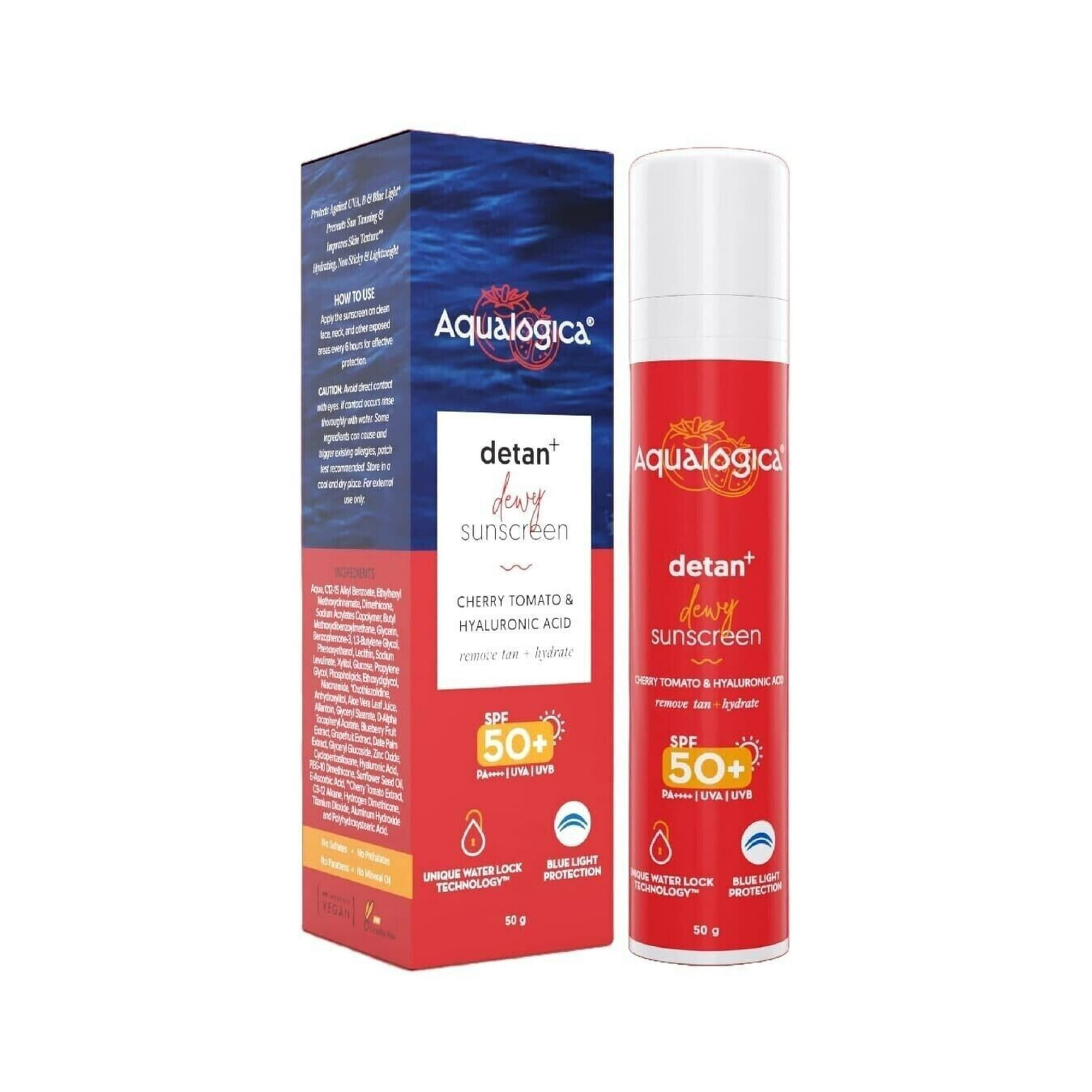 Aqualogica Detan+ Dewy Lightweight Sunscreen with SPF 50+ & PA++++50g ...