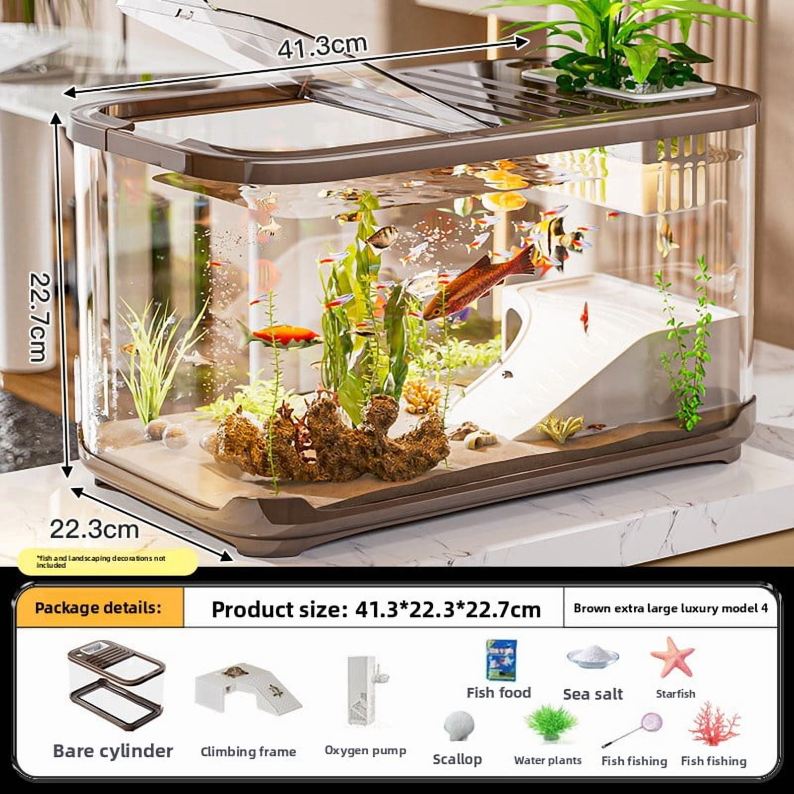 Aqualuxe Modern Aquarium Tank - 5 Gallon Crystal Clear Plastic Fish ...