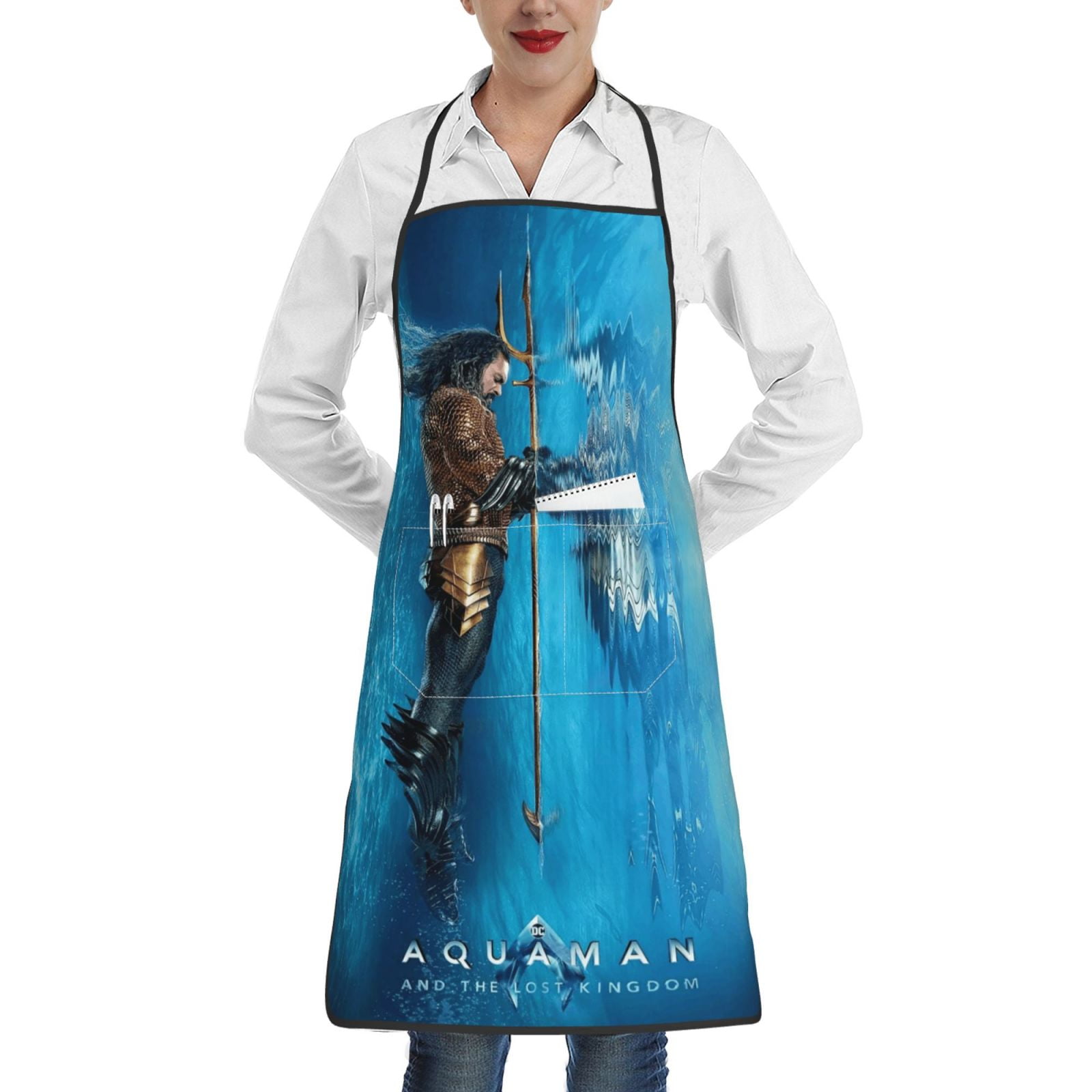 Aquaman Adjustable Bib Apron, Waterdrop Resistant Aprons with 2 Pockets ...