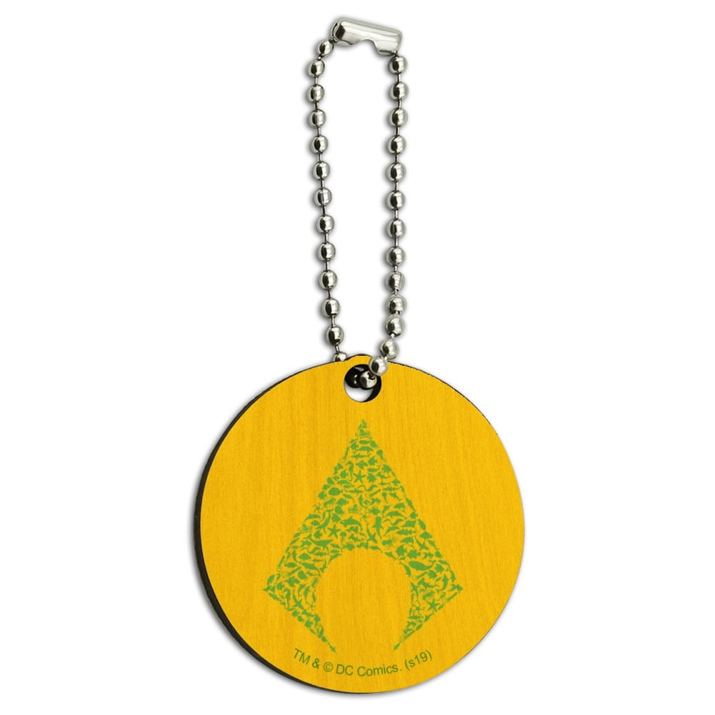 Aquaman Aquaman Icons Logo Wood Wooden Round Keychain Key Chain Ring ...
