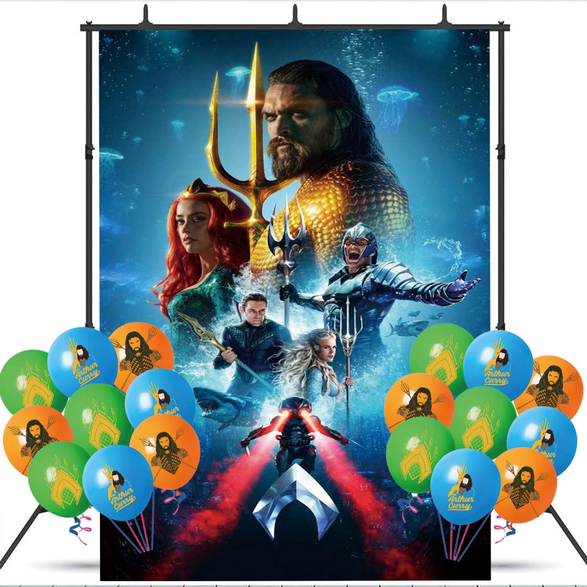 Aquaman Banner Backdrop Background Birthday Balloons Party Supplies ...