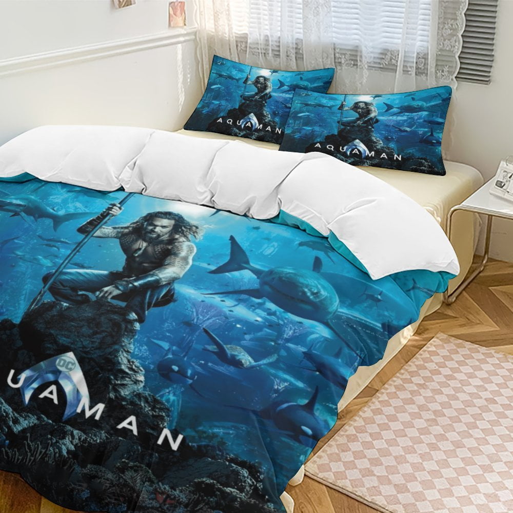 Aquaman Bedding Comforter Sets, 3-Piece Bedding Set Soft Warm Bed Set ...