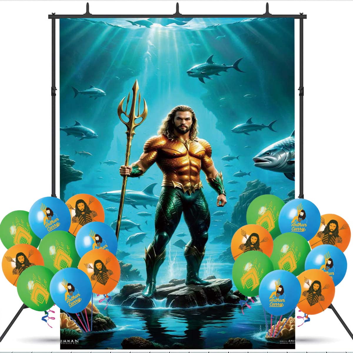 Aquaman Birthday Balloons Party Supplies Banner Backdrop Background ...