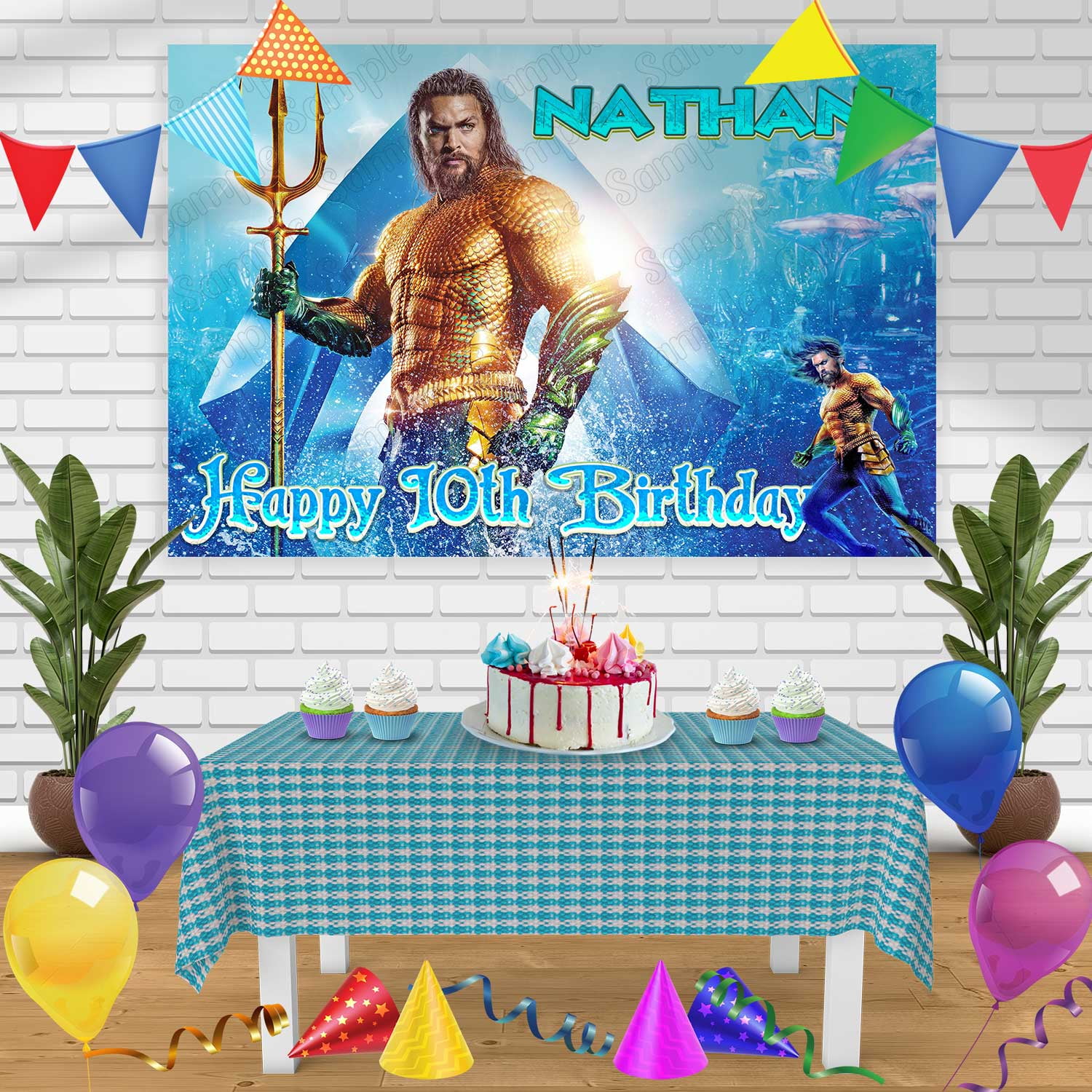 Aquaman Birthday Banner Personalized Party Backdrop Decoration 60 x 44 ...