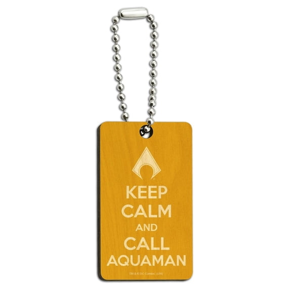 Aquaman Keep Calm and Call Wood Wooden Rectangle Keychain Key Ring ...