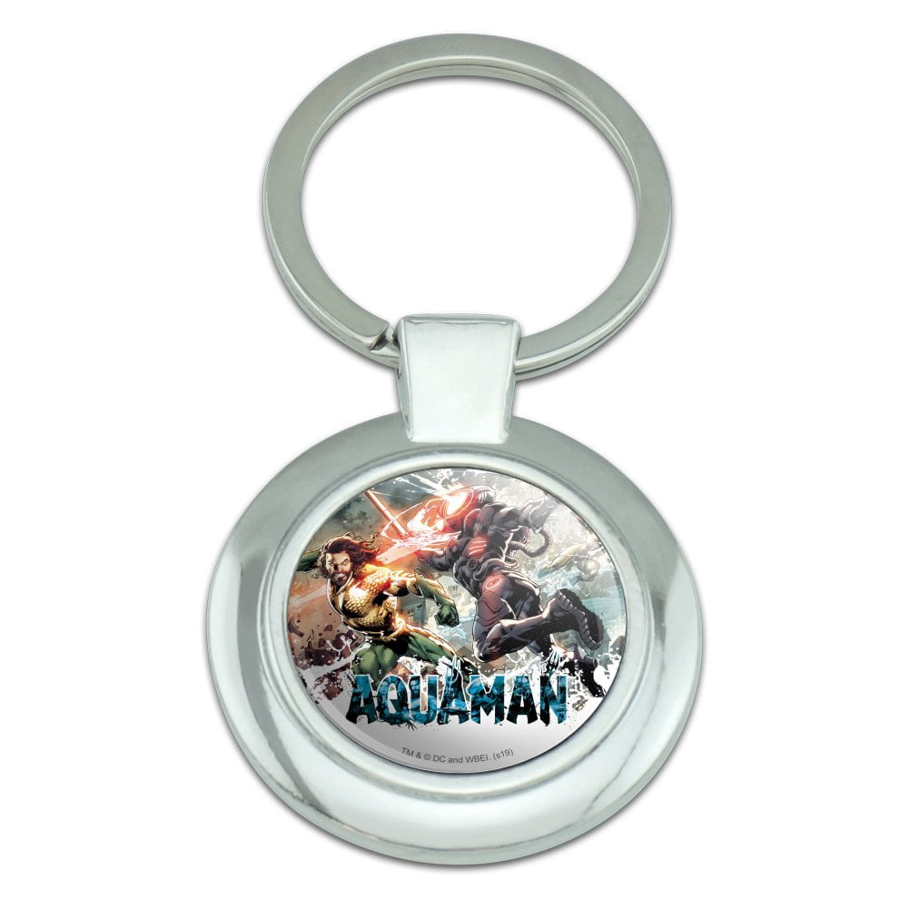 Aquaman Movie Aquaman vs Black Manta Keychain Classy Round Chrome ...
