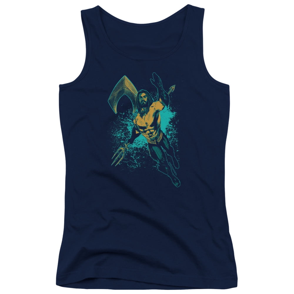 Aquaman Movie Make A Splash Junior Women's Tank Top Navy - Walmart.com