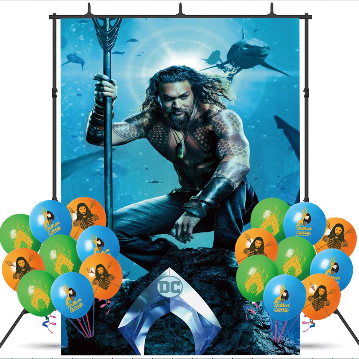 Aquaman Party Decorations Backdrop Banner Balloons Taspestry Wall Decor ...