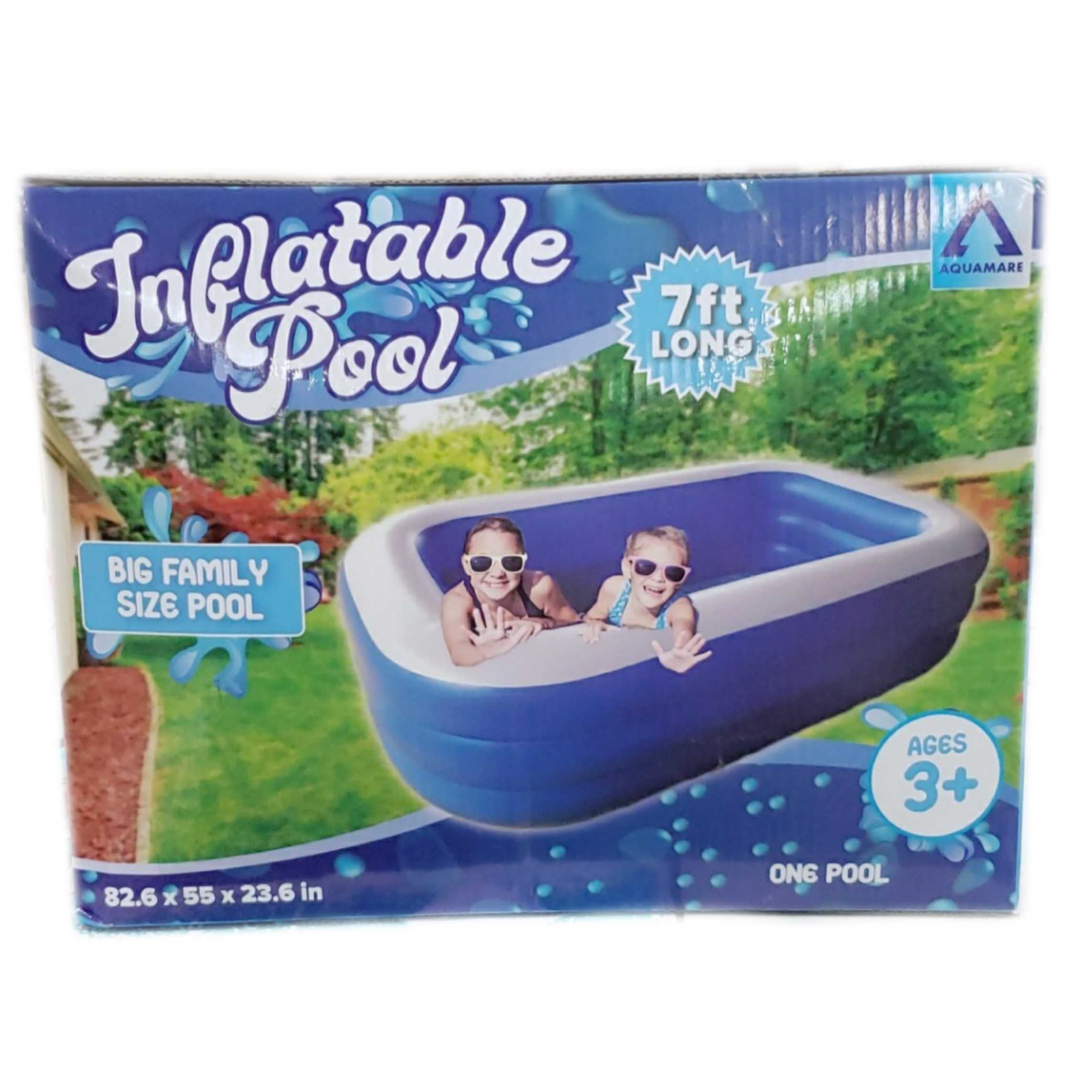 Aquamare Family Size Inflatable Blow Up Swimming Pool 82.6"x55"x23.6 ...