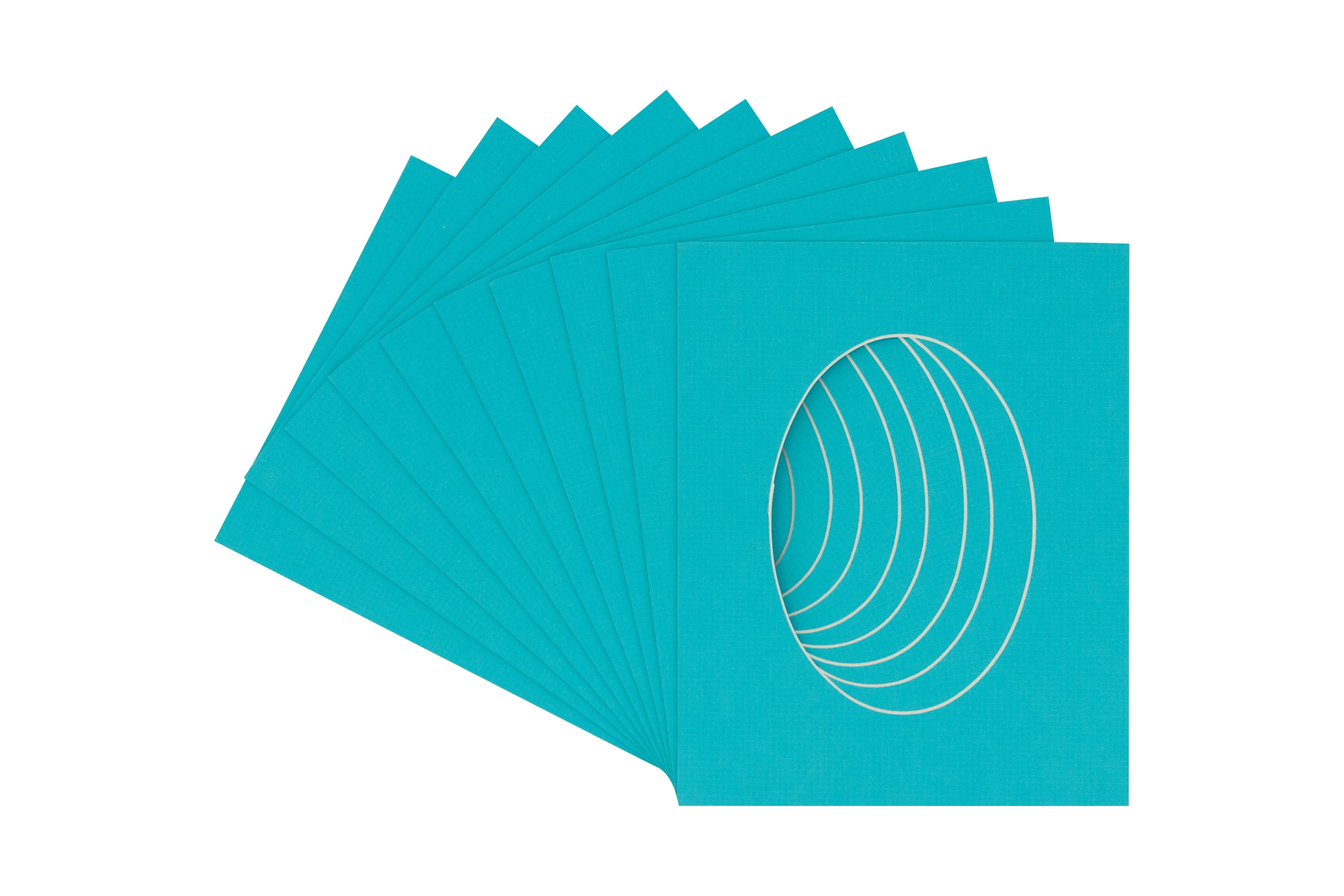 Aquamarine Acid Free 6x7.5 Oval Picture Frame Mat with White Core Bevel ...