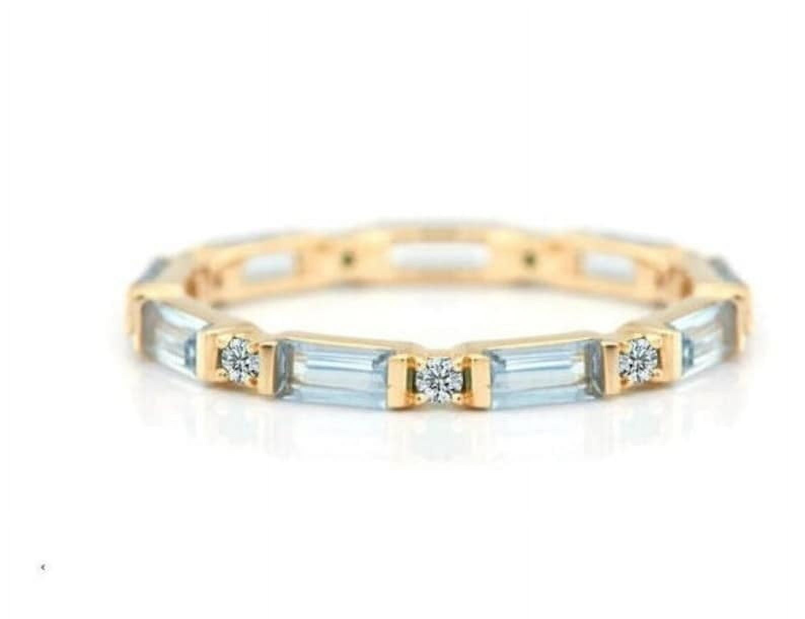 Aquamarine Baguette With simulated diamond Ring 18 gold plated over ...