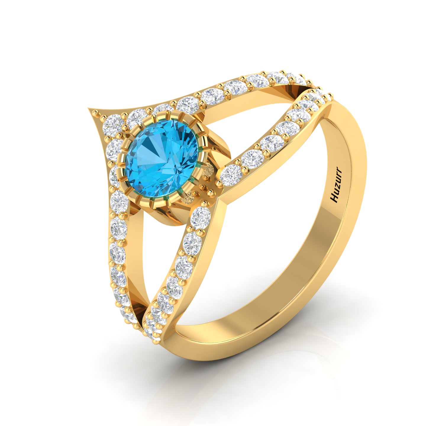 Aquamarine Crown V Shape Gold Filled Solitaire Ring - Walmart.com