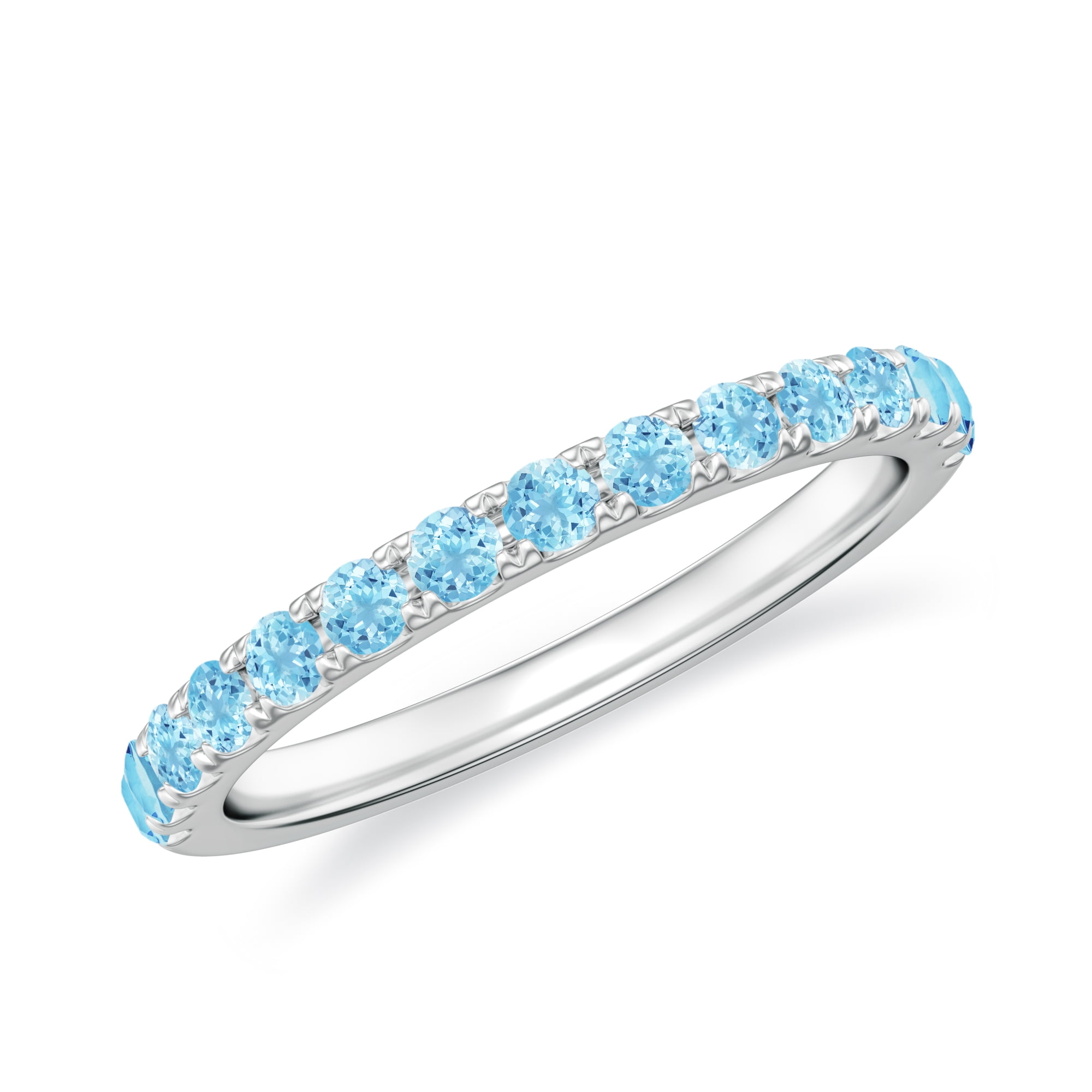 Aquamarine Eternity Band Ring for Women White Gold Plated Solid 925 ...