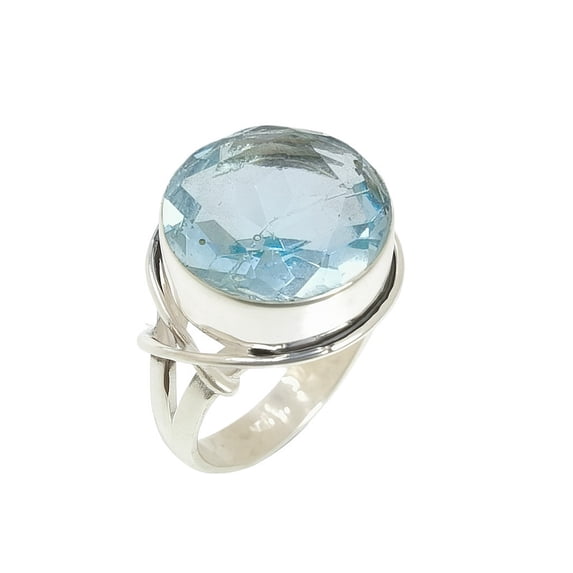 Aquamarine Gemstone Ring for Women | 925 Sterling Silver Ring Light ...