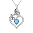 Aquamarine Heart Cut Women Birthstone Necklace- Rose Flower Heart ...