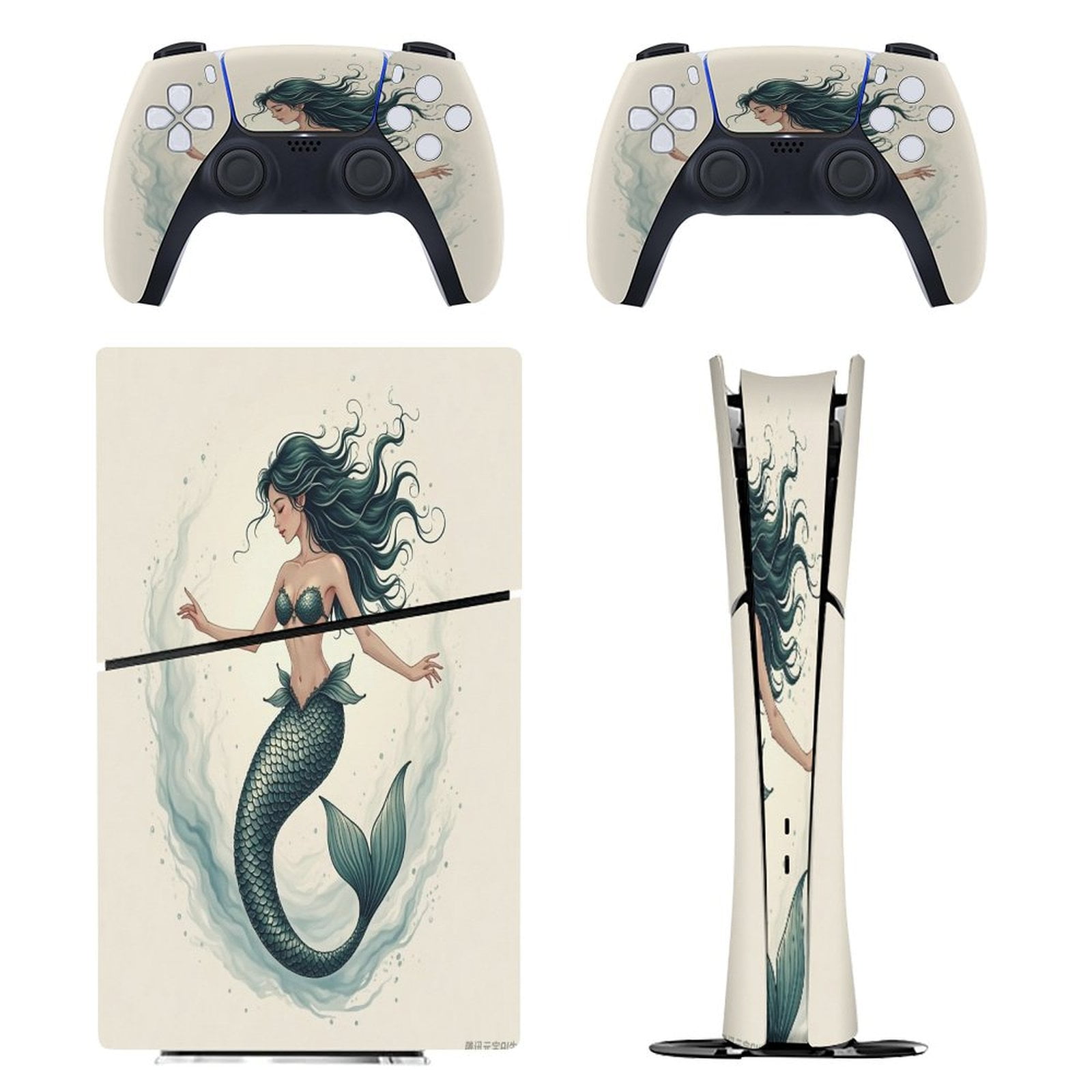 Aquamarine Mermaid PS5/PS5 Slim Digital Disc Skin Sticker For Console And Controller Skins ...