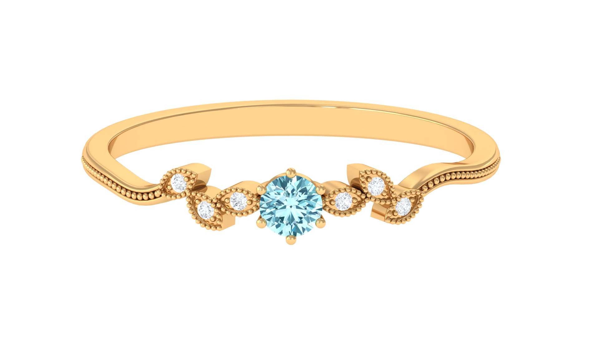 Aquamarine Minimal Promise Ring with Diamond for Women (AAA Quality ...