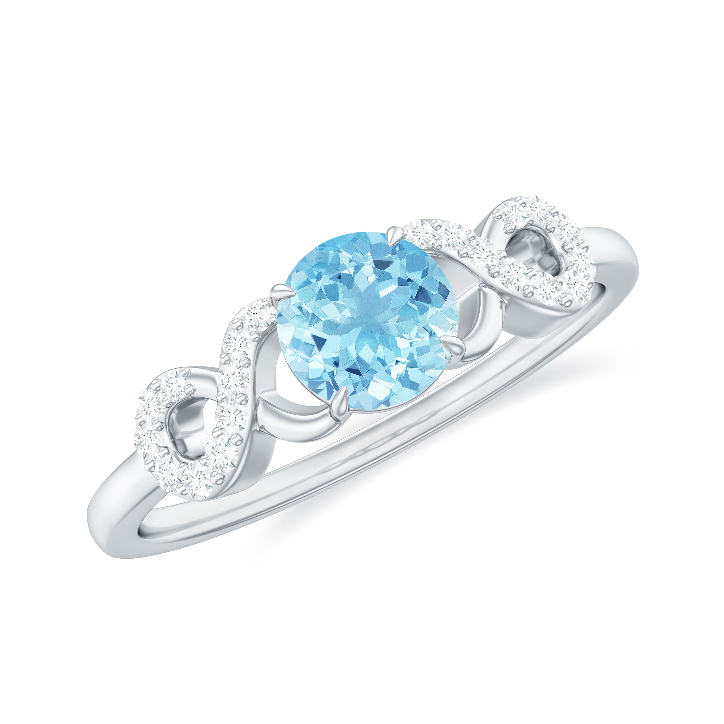 Aquamarine Promise Ring with Diamond for Women (AAA Grade March ...