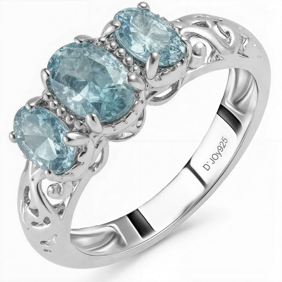 Aquamarine Ring Sterling Silver Platinum Plating - Birthstone Promise ...