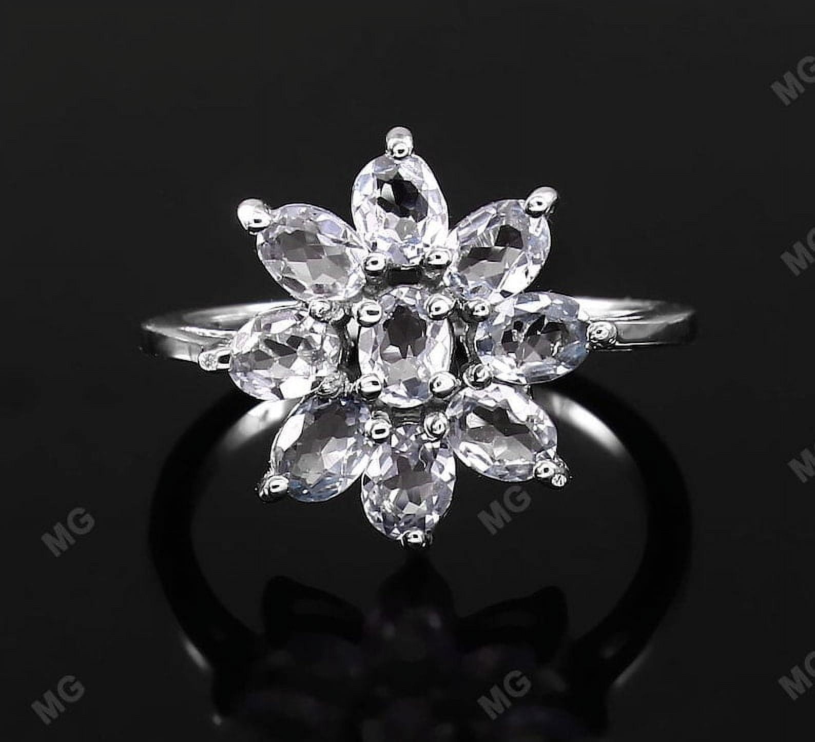 Aquamarine Ring, Blue Daisy Ring, Natural Aquamarine, March Birthstone, Blue Flower Ring, Blue ...