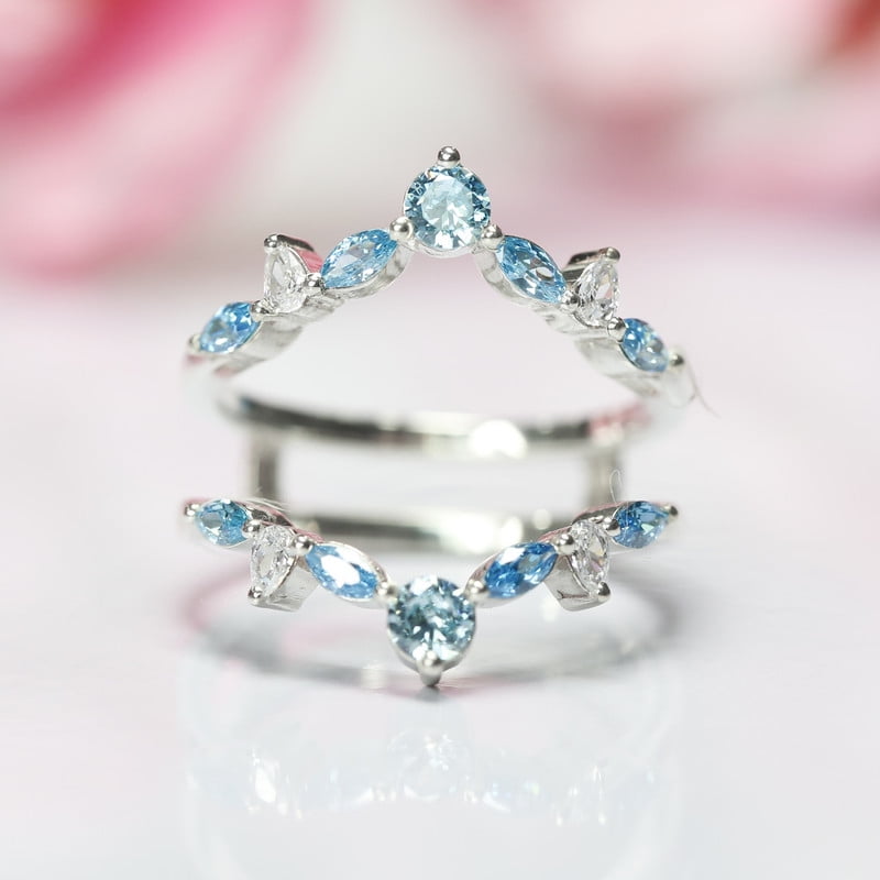 Aquamarine Ring Enhancer - 925 sterling Silver -Art Deco Ring Enhancer ...