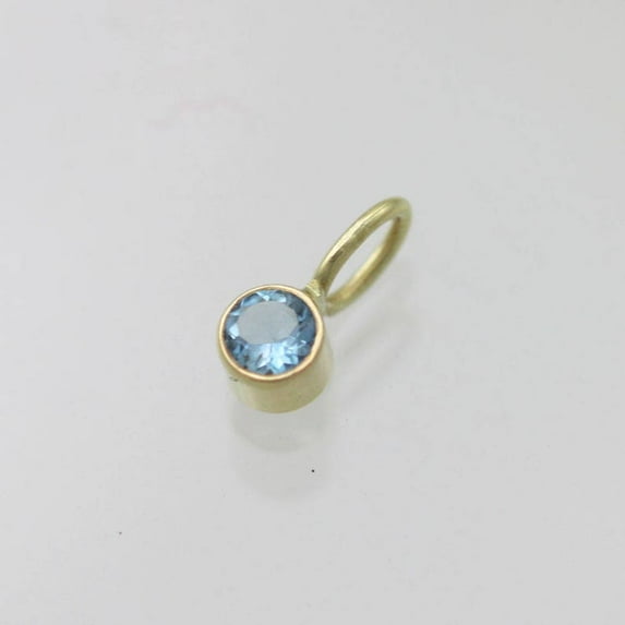 Aquamarine Round Necklace, March Birthstone Necklace, Solid Gold and ...