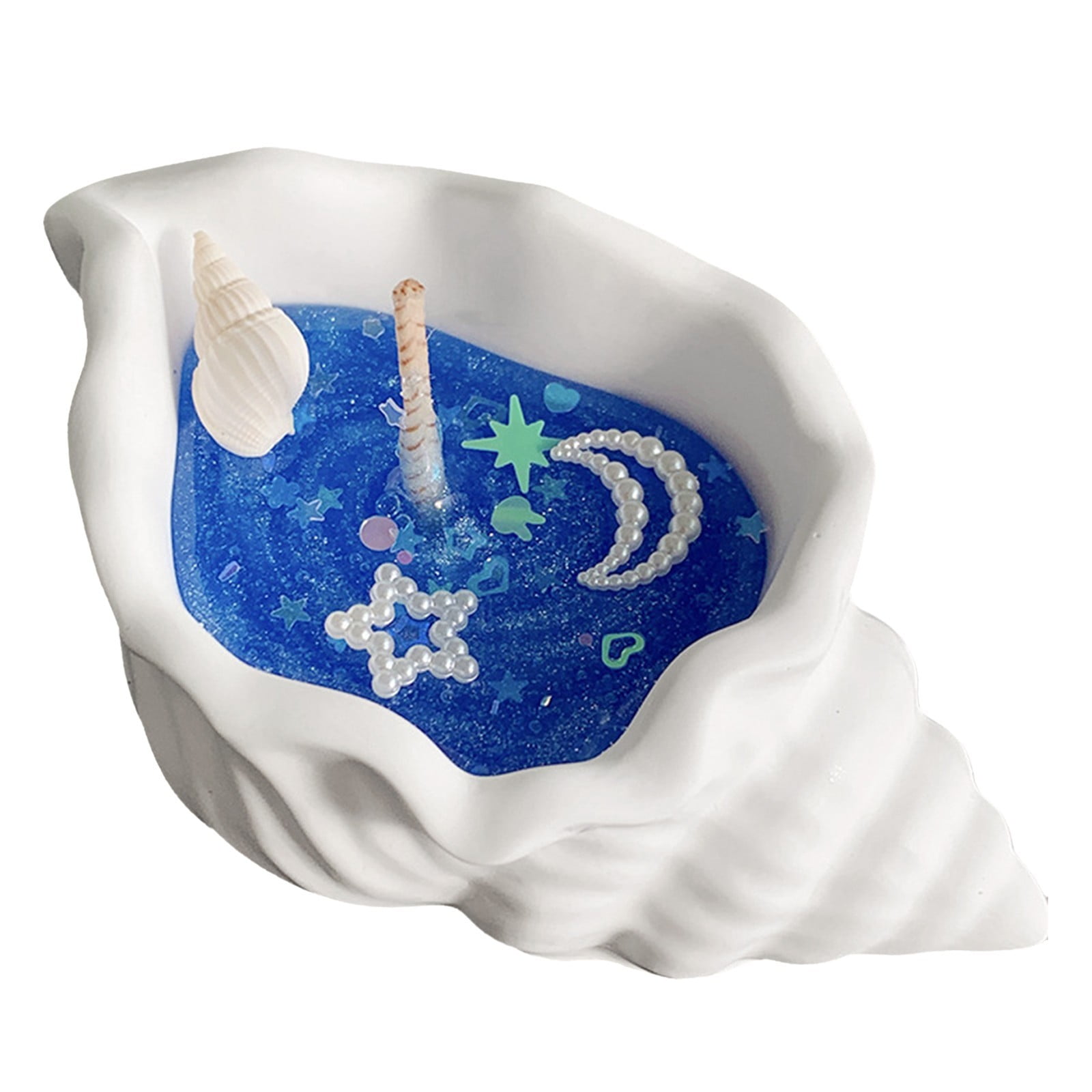 Aquamarine Starry-Sky Conch Scented Candle, Handmade Jelly Wax in ...