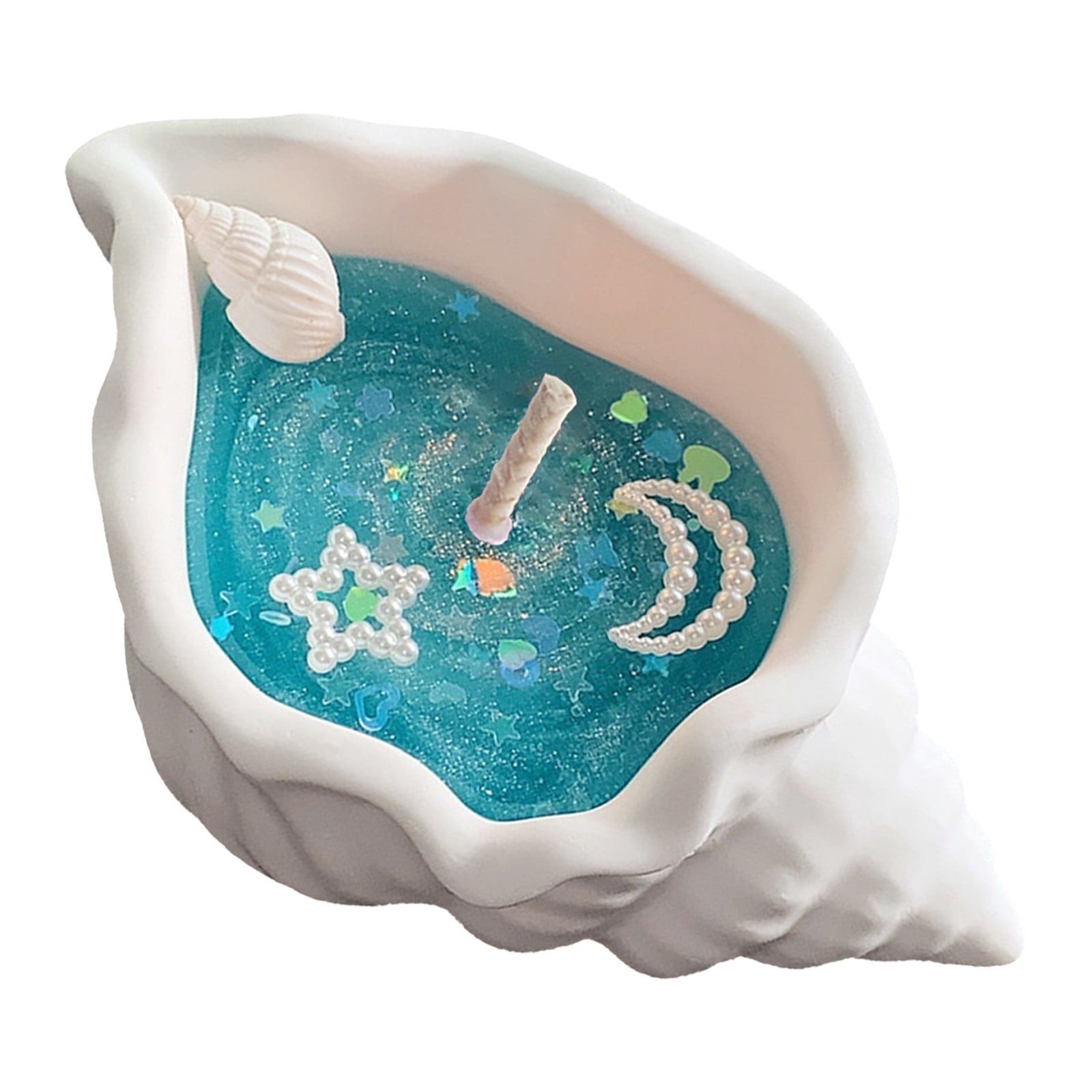 Aquamarine Starry-Sky Conch Scented Candle, Handmade Jelly Wax in ...